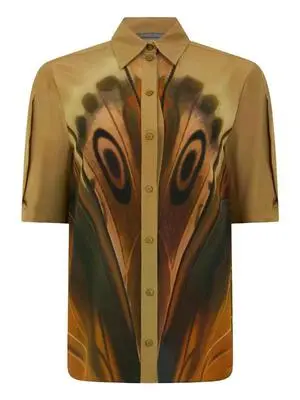 Alberta Ferretti Butterfly-print Silk Shirt - Yellow