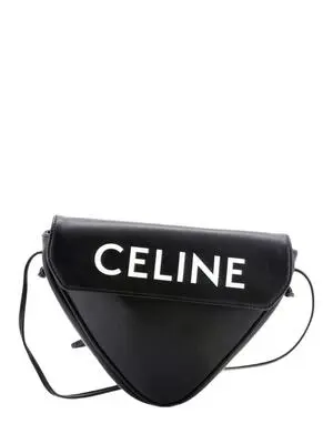 Celine Triangle Bag Small Leather Crossbody Bag - Black