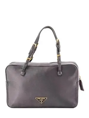 Prada Prada Satin Satchel Top Handle Bag Grey