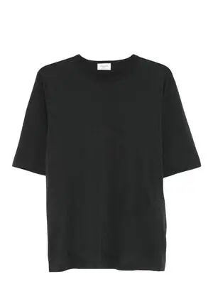 Saint Laurent Logo Cotton T-shirt - Black