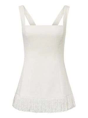 PRETTY LAVISH Verona Fringed Tweed Top - Cream