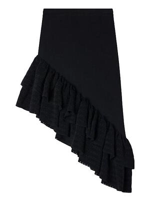 Sandro Asymmetrical Knit Midi Skirt - Black