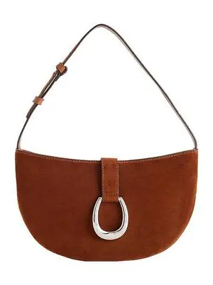 Staud Harlow Crescent Suede Shoulder Bag - Tabac