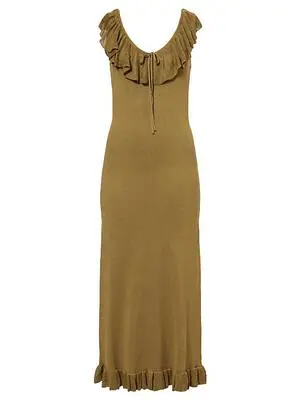 PRETTY LAVISH Sascha Frill Knit Midi Dress - Green