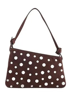 Staud Dani Suede Shoulder Bag With Stud Embellishments - Espresso Studs