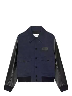 Givenchy Leather-sleeve Panelled Jacket - Blue