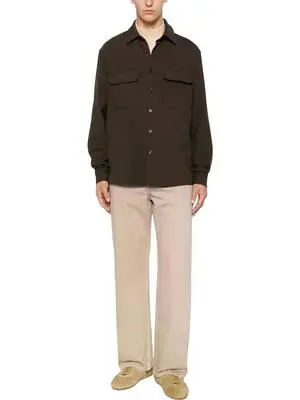 Sandro Button-up Flap-pocket Shirt - Brown