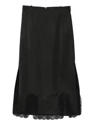 Sandro Lace-trim Midi Skirt - Black