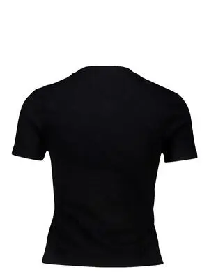 Altuzarra Fine Knit Crew Neck Short Sleeve Sweater - Black