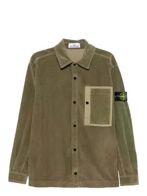 Stone Island Corduroy-texture Chest-pocket Shirt - Green
