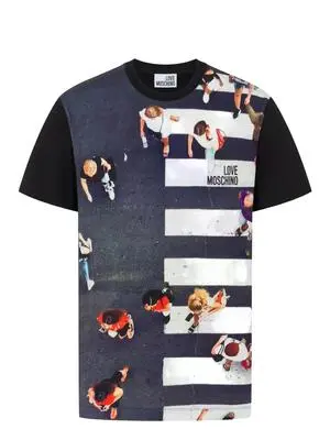 Moschino Printed Cotton Jersey T-shirt - Black