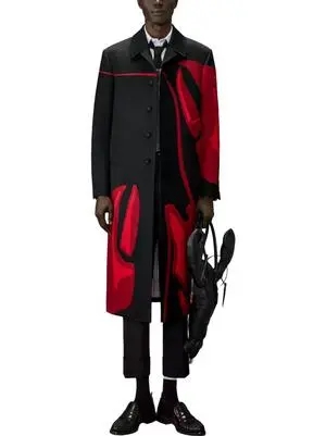 Thom Browne 4-bar Lobster-embroidered Shirt Grey