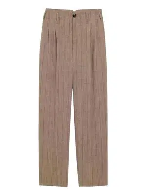 AMI Paris Striped Wool Two-pleat Trousers - Brown