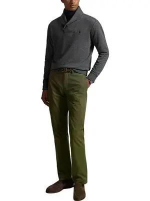 Polo Ralph Lauren Shawl Collar Embroidered Pony Sweater - Grey