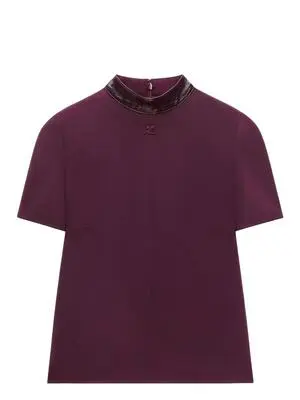 COURREGES Heritage Vinyl-collar Logo-patch Blouse - Red