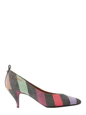 Versace Striped Denim Pumps - Multi