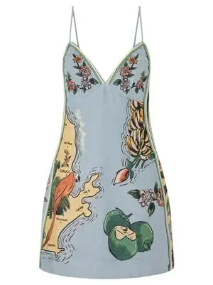 Farm Rio Beaches Path' Linen Mini Dress - Multi