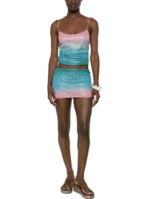 Oseree Lumière Lurex Mini Beach Skirt - Blue