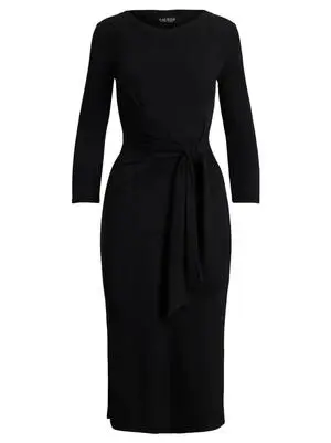 Ralph Lauren Tie-front Rib-knit Midi Dress - Black