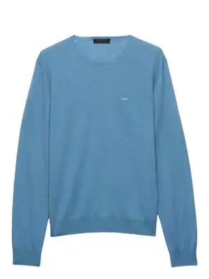 Prada Superfine Wool Crew Neck Sweater - Blue