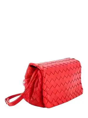 Bottega Veneta Bottega Veneta Convertible Flap Shoulder Bag Intrecciato Nappa Small Crossbody Bag Red