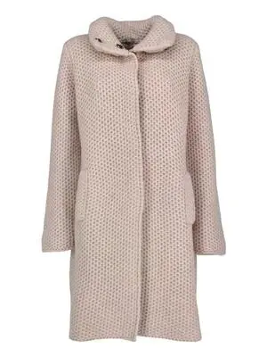 FALCONERI Chunky Knit High Neck Coat - Neutrals