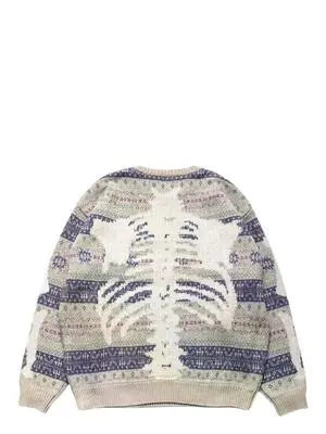 Kapital Fair Isle Skeleton Motif Crew Neck Sweater - Neutrals