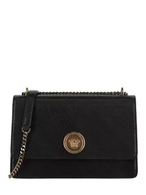 Versace La Medusa Snake-embossed Shoulder Bag - Black