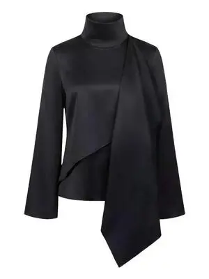 RÓHE Draped Silk Blouse - Black