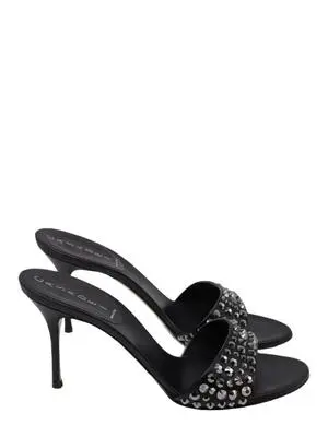 Casadei Crystal-embellished Calf Leather High Heel Sandals - Black