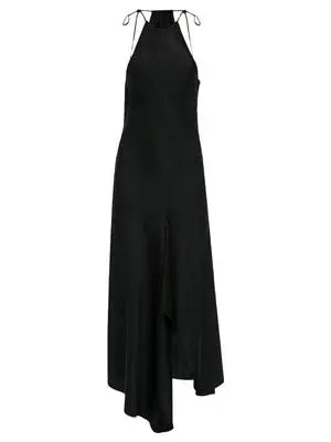 Victoria Beckham Halter-neck Asymmetric Hem Midi Dress - Black