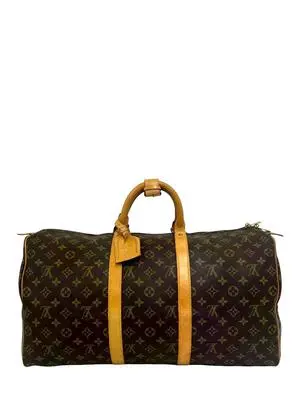 LOUIS VUITTON Monogram Keepall 55 Travel Bag - Brown