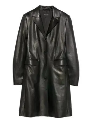 Gucci Leather Single-breasted Coat - Black
