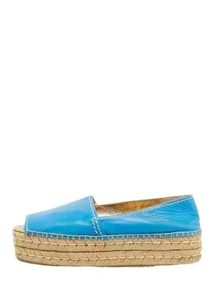 Prada Leather Platform Espadrilles - Blue
