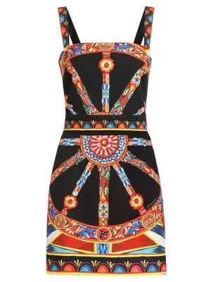 Dolce & Gabbana Carretto-print Fabric Short Dress - Black