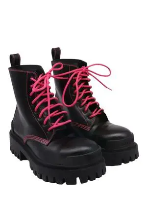 Balenciaga Strike Lace-up Boots - Black