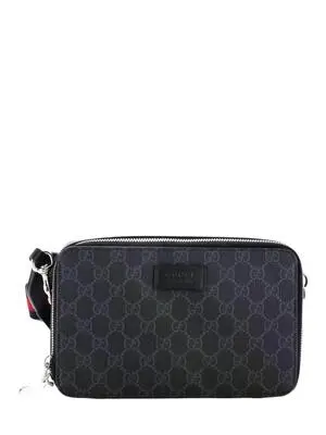 Gucci Gg Coated Canvas Camera Bag With Web Strap - Black