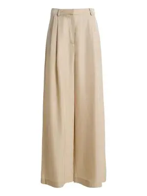 THE FRANKIE SHOP Marfa Pleated Wide-leg Trousers - Brown