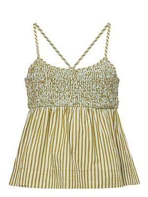 DAMSON MADDER Dinah Pinstripe Cotton Cami Top - Basil