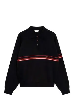 Versace Striped Long-sleeve Polo Shirt - Blue