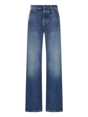 MIU MIU Miu Miu Faded Effect Logo-Embroidered Jeans
