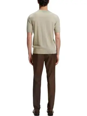 BOSS Short-sleeve Virgin-wool T-shirt - Neutrals
