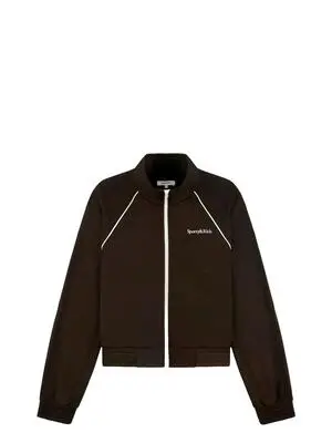 SPORTY & RICH Serif-logo Zip-up Sweatshirt - Brown