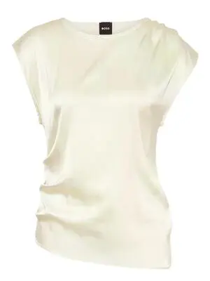 BOSS Etoga Draped V-neck Sleeveless Satin T-shirt - Neutrals