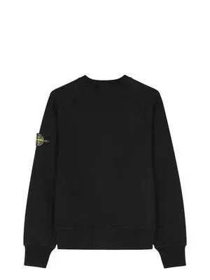 Stone Island Logo Patch Raglan Sleeve Sweatshirt - Black
