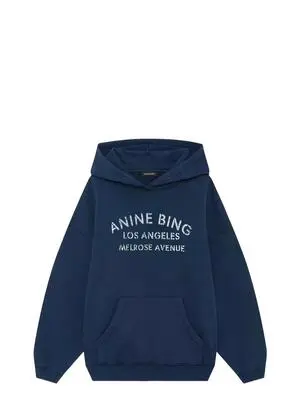 ANINE BING Harvey Logo-detail Hoodie - Blue