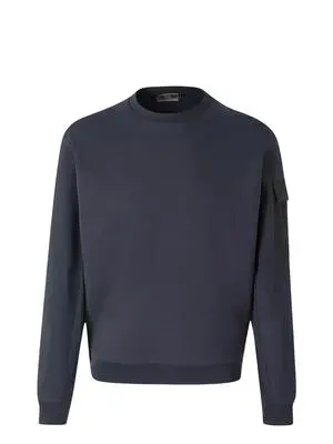 Herno Crew-neck Sweatshirt With Flap Pocket - Blue