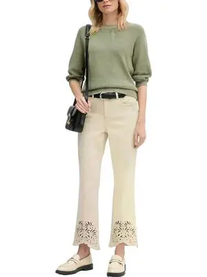 Joseph Ribkoff Laser-cut Frayed Edge Flared Jeans - Neutrals