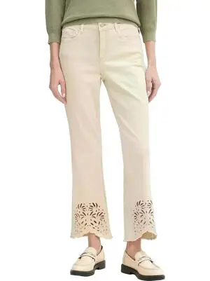 Joseph Ribkoff Laser-cut Frayed-edge Flared Jeans - Neutrals