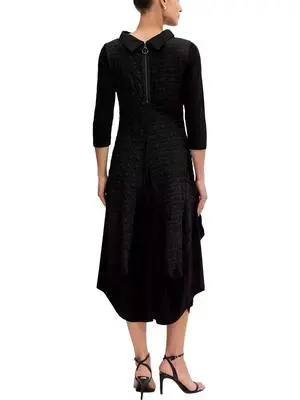 Joseph Ribkoff Quilted Panel Three-quarter Sleeve Midi Dress - Black